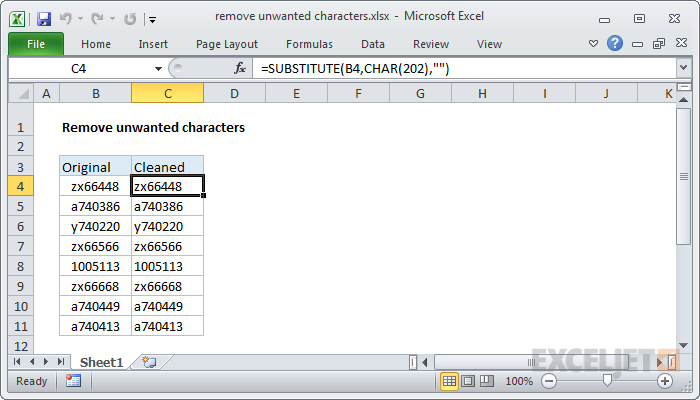 Remove Unwanted Characters Excel Formula Exceljet